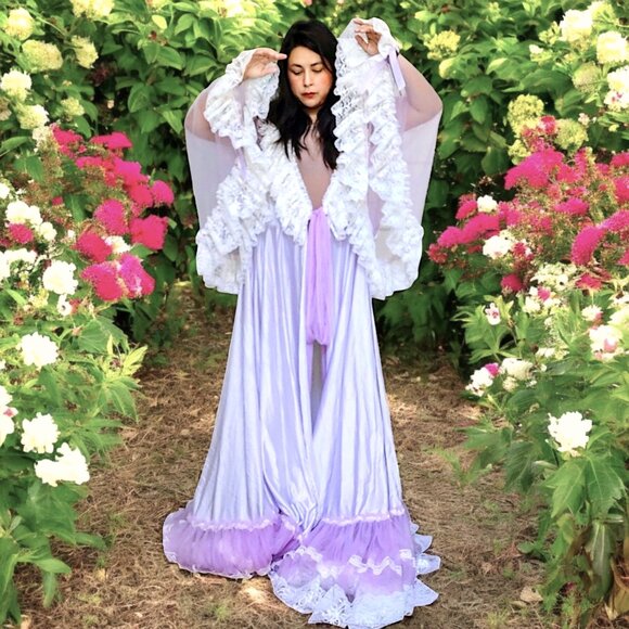 Vintage | Intimates & Sleepwear | Vintage 8s Lilac Peignoir Boudoir ...